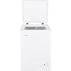 Hotpoint Chest Freezer | 3.6 Cubic Ft. | Complete With Quick Defrost Drain, Freezer Organizer Basket & Adjustable Thermostat | Upright Freezer for the Kitchen, Garage, or Basement | White