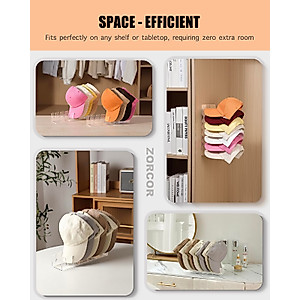 ZORCOR Acrylic Hat Organizer - 2 Pack Baseball Cap Display & Organizer, Holds 14 Caps, No Installation Needed, Clear Baseball Cap Organizer For Closet,Bedroom, Dresser