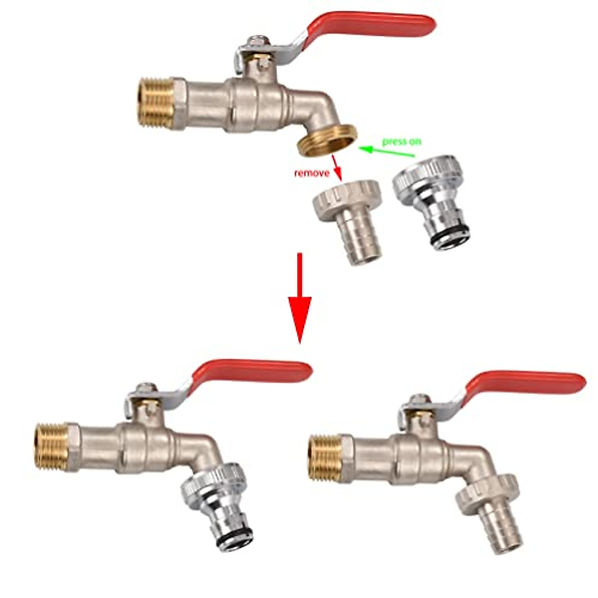 Wantmatch 275-330 Gallon IBC Tote Tank Adapter, Fine Thread + Brass Spigot faucet,Replacement Valve Fitting for Garden Hose Connection to IBC Tote
