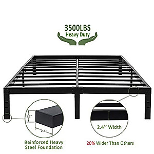45MinST 14 Inch Reinforced Platform Bed Frame/3500lbs Heavy Duty/Easy Assembly Mattress Foundation/Steel Slat/Noise Free/No Box Spring Needed, Queen