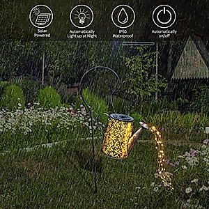 Anordsem Solar Watering Can Lights,Hanging Solar Waterfall Lights Waterproof Outside Decorations Decor for Yard Porch Lawn Backyard Landscape Pathway Patio Gifts for Mom Grandma Women Birthday