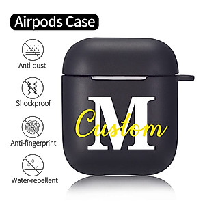 EMIDY Custom Name AirPods 2&1 Protective Cover, Multiple Colors TPU Protective Cover Design Your Own AirPods Protective with Keychain, Black,Blue,Brown,Green,Yellow,Pink,Purple,Red,White (AirPods1&2)