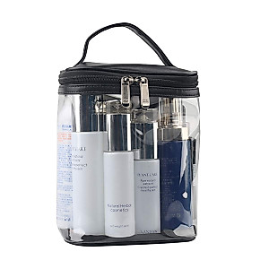 HAOGUAGUA Premium Clear Makeup Bag with Inner Pocket, Transparent Cosmetic Pouch for Travel or Everyday Use, Waterproof Beach Bag for Sunscreen Skincare (Black)