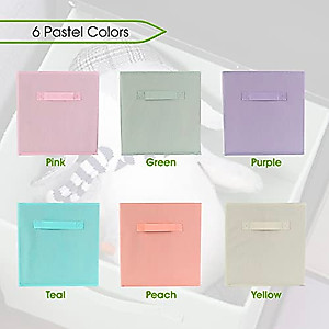 7Penn Basket Cube Storage Bins - 6pk Pastel 10in Square Collapsible Fabric Storage Cubes Organizer Bins for Playroom