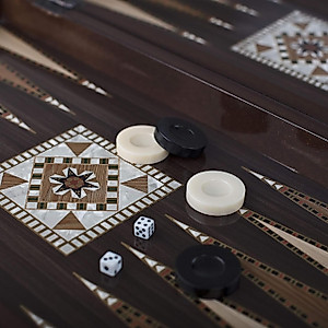 LaModaHome Classic Backgammon Set for Adults and Kids, Wooden Folding Board, Magnetic Clothing, Family and Friends Fun, Premium Turkish Travel Outdoor and Indoor Strategy Game - Brown