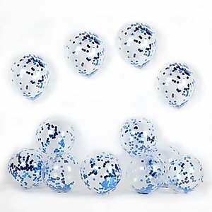 MYZSBRDM Blue Confetti Balloons,50 Pack Blue Confetti Balloons,12 inch Blue Confetti Balloons,Clear Balloons With Blue Confetti Inside,for Wedding Wedding Baby Shower Wedding Party Decoration.