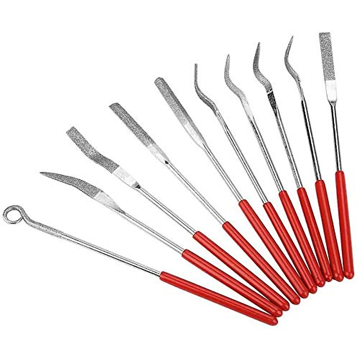 Bestgle 10Pcs Mini Diamond Needle File Set Jewelers Hand Files Tool Kit for Metal Ceramic Stone Jewelry Rough Carving Glass Filing, 140mm/5.1" Length