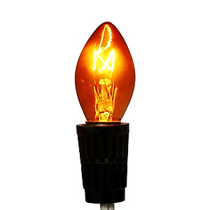 Creative Hobbies® Transparent Orange C7 Light Bulbs - 7 Watt, Steady Burning, Candelabra Base - Ideal for Halloween Pumpkin Lights & Christmas | Box of 25