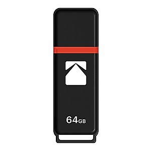 Kodak USB Flash Drive 64 GB - K100 Classic Black mat Casing Series with a Transparent red Neck + a Cap EKMMD64GK102