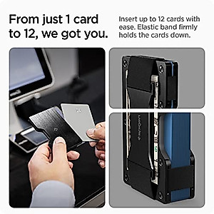 Spigen RFID Blocking Metal Wallet S Slim Minimalist Credit Card Holder for Men and Women with Cash Strap - Black