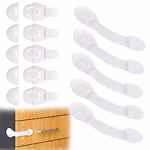 CCINEE 15pcs Child Safety Cabinet Locks, Baby Proofing Cabinet Locks for Cabinets Refrigerator Door Toilet lid and Drawers Door Latches 3M Adhesive No Tools or Drilling