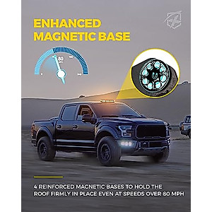 Xprite LED Strobe Light Magnetic Mount Emergency Traffic Security Warning Caution Flashing Plow Light, for Construction Vehicles Tow Trucks- White Amber