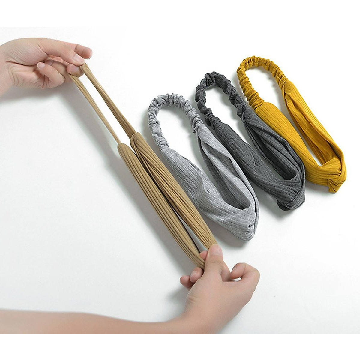 QandSweet Women and Little Girl's Stretchy Headbands Teens Cross Hairband for Fashion Shampoo Sports 8 Pack (8 Colors, Girl Head 40-52CM)