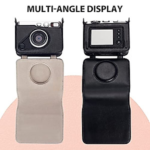Phetium Protective Case Compatible with Fujifilm Instax Mini EVO Hybrid Instant Camera-PU Leather Bag with Adjustable Shoulder Strap (Black)