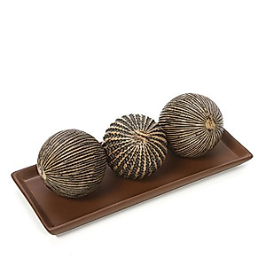 Hosley's 11" Long Brown Ceramic LED Tea Light/Pillar Candle Tray. Ideal Gift for Wedding, Party, Votive Candle Gardens, Pedestal, Tray for Orbs, Bonsai, Floral Arrangements, Serve Ware. O6