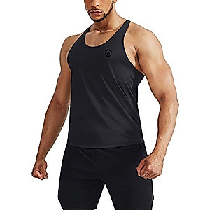 NELEUS Men's 3 Pack Workout Running Tank Top Sleeveless Gym Athletic Shirts,5080,Black/Grey/Red,L