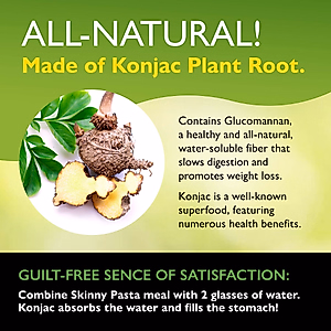 Skinny Pasta 9.52 oz - Shirataki Noodles The Only Odor Free 100% Konjac Noodle - Keto & Paleo Friendly - Carb Free - Low Calorie Food (Noodles shape- 6 Pack)