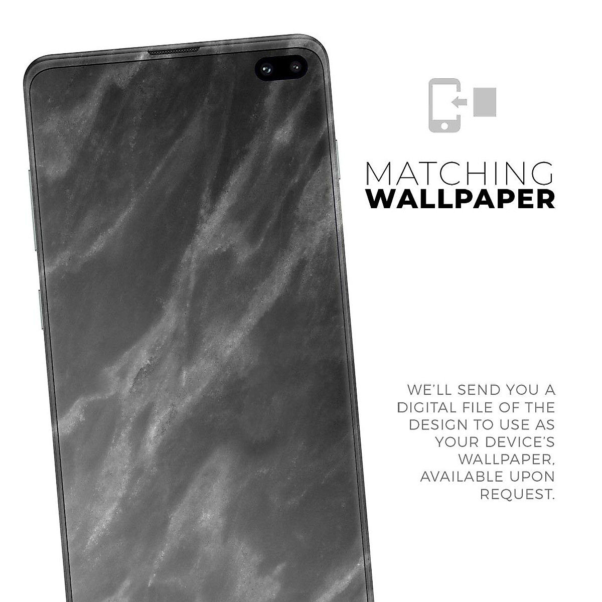 DesignSkinz Black and Chalky White Marble Protective Vinyl Decal Wrap Skin Cover Compatible with The Samsung Galaxy S20 (Screen Trim & Back Glass Skin)