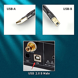 Tertullus HiFi USB 2.0 Cable USB A to USB B Digital Audio Cable Audiophile Cable (1m/3.28ft)