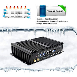 HISTTON Mini PC Windows 10 Pro, Fanless Mini Industrial Computer, Core i5-3317U Processor 8GB RAM 256GB SSD, Wi-Fi/Gigabit Ethernet/VGA&HDMI, 4K Dual Output, Mini Desktop Computer