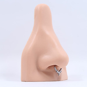 FANSING 16g Septum Jewelry 8mm Septum Rings for Women 316L Surgical Steel Daith Clicker Silver CZ 8mm Daith Jewelry 16 Gauge Teardrop Septum Piercing Jewelry Hypoallergenic