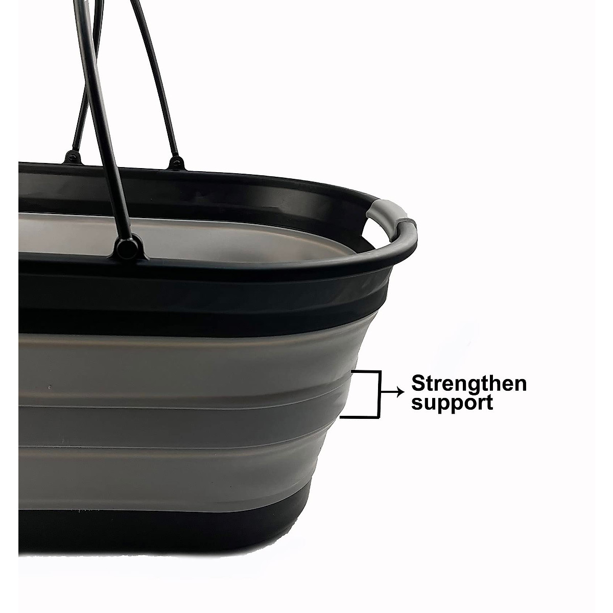 SAMMART 38L (10 Gallons) Collapsible Plastic Laundry Basket - Foldable Storage Container/Organizer - Portable Washing Tub - Space Saving Laundry Hamper (Black/Alloy Grey)