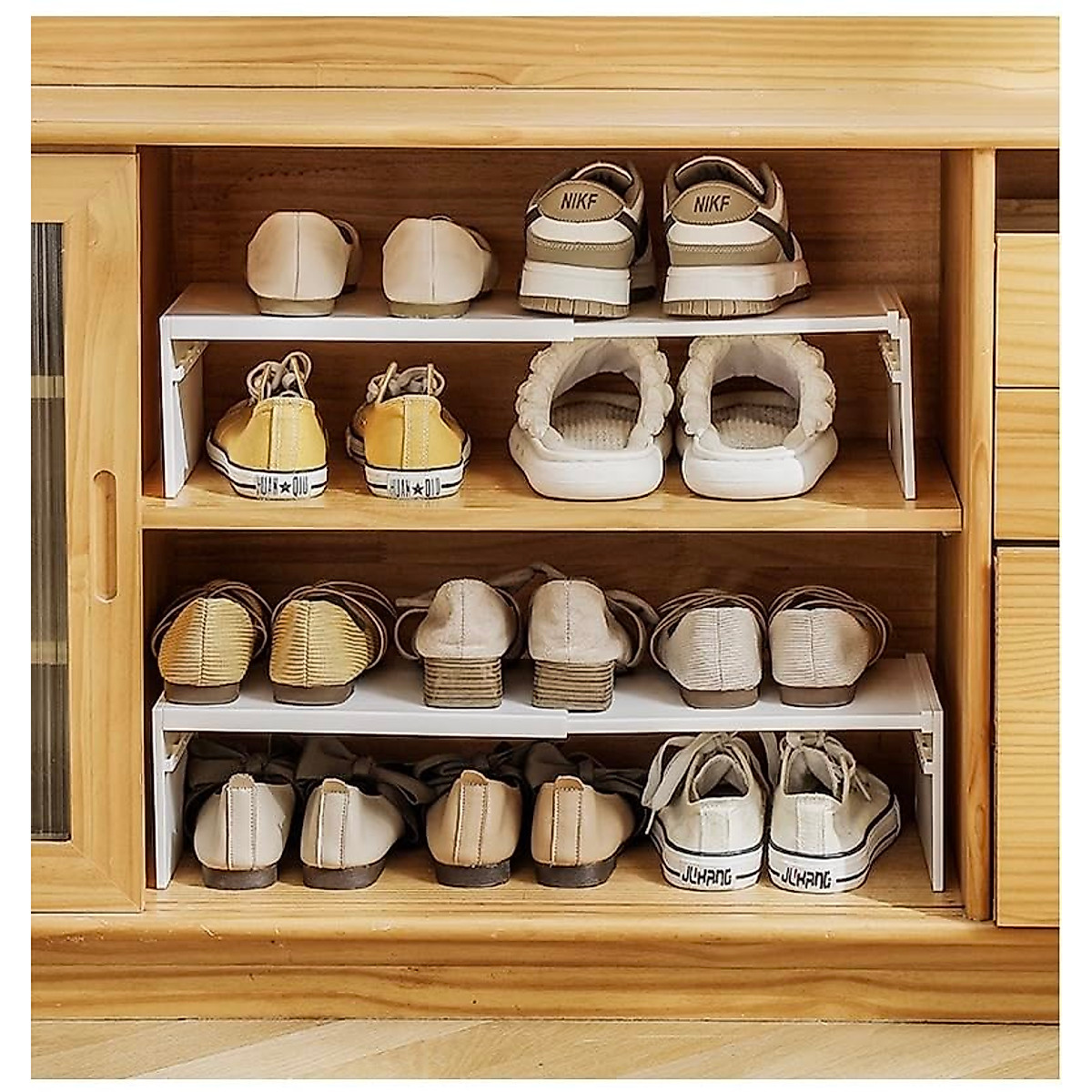 Zmcaiwsy Kitchen cabinets and Counter Shelves Layered Shelves, Store, and Increase Space，can be Stacked, extensible, Non-Slip, Suitable for The Kitchen, cabinets, Sinks, Shoe cabinets, Wardrobe