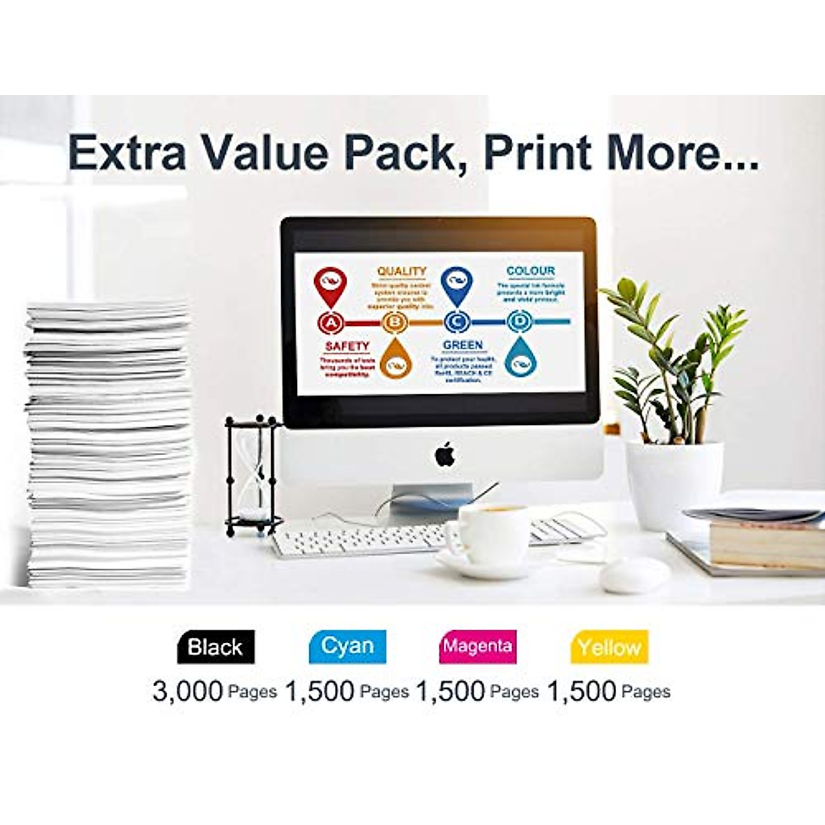 Miss Deer Upgraded LC3033 Ink Cartridges, Replacement for Brother 3033 LC3033XXL LC3033 LC3035XXL LC3035 Work for Brother MFC-J995DW MFC-J805DW MFC-J815DW (1Black, 1Cyan, 1Magenta, 1Yellow) 4 Pack