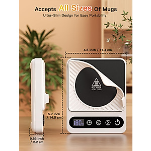 Misby Coffee Mug Warmer, Coffee Warmer for Desk with 6 Temp Settings, 8H Auto Shut Off Coffee Cup Warmer 12H Timer, Smart Coffee Warmer Plate Keeps Hot, Fresh for Coffee, Tea, Milk, Beverage,White