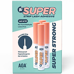 AOA Studio Eyelash Lash Glue Enhancers 4pcs Strip Lash Adhesive Strong Hold Water Proof Formula No Irritation Latex Free Long Lasing Quick Dry Eyelash adhesive 0.17oz Each (4 Pack) (Clear)