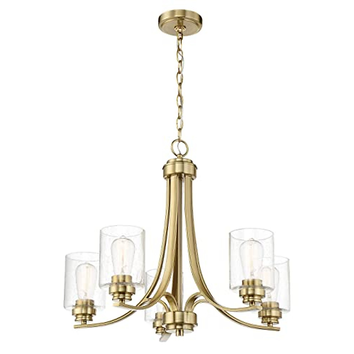 Craftmade 50525-BNK Bolden Clear Seeded Glass Shade Chandelier, 5-Light 500 Watts, Brushed Polished Nickel