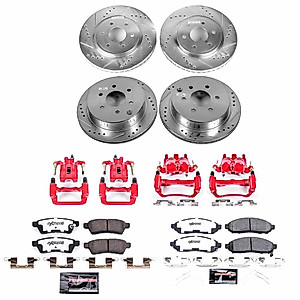 Power Stop KC8358-36, Z36 Truck & Tow Front and Rear Caliper Kit-Rotors, Brake Pads, Calipers For Nissan Frontier 2016-2022 [Model Specific]