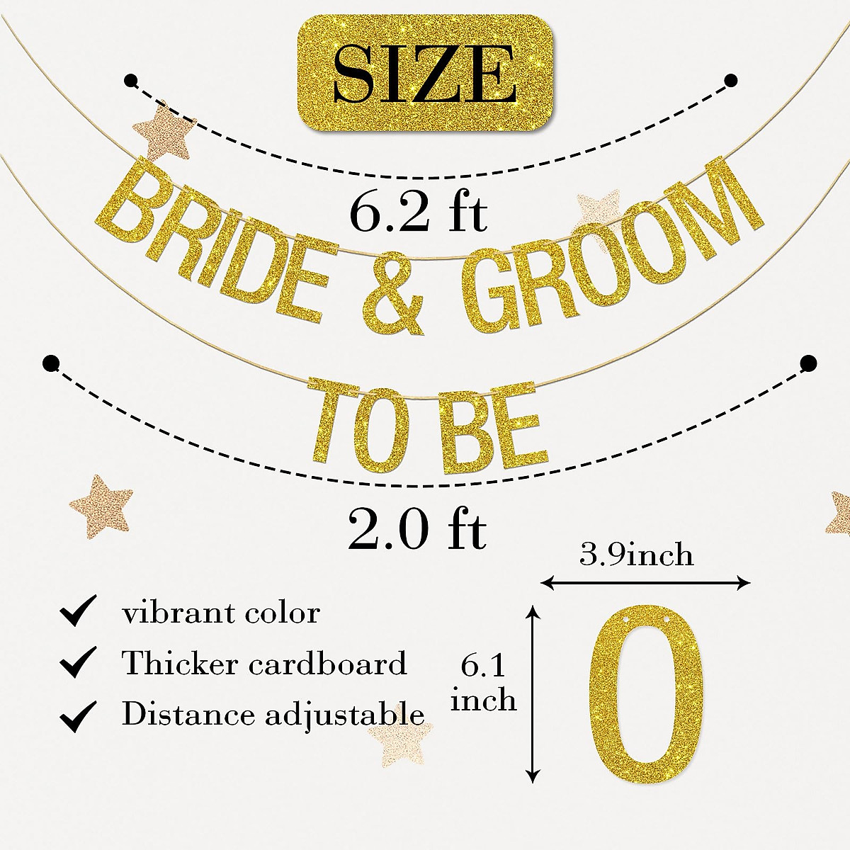 Ambishi Bride and Groom To Be Bachelorette Party Banner Bride and Groom for Wedding Bridal Shower Party Decorations (Gold Glitter)