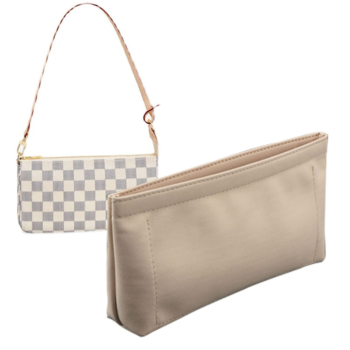 Lckaey Purse Organizer for Large Liner Compatible with Pochette Accessories Pouch Inside Insert 3039-Beige