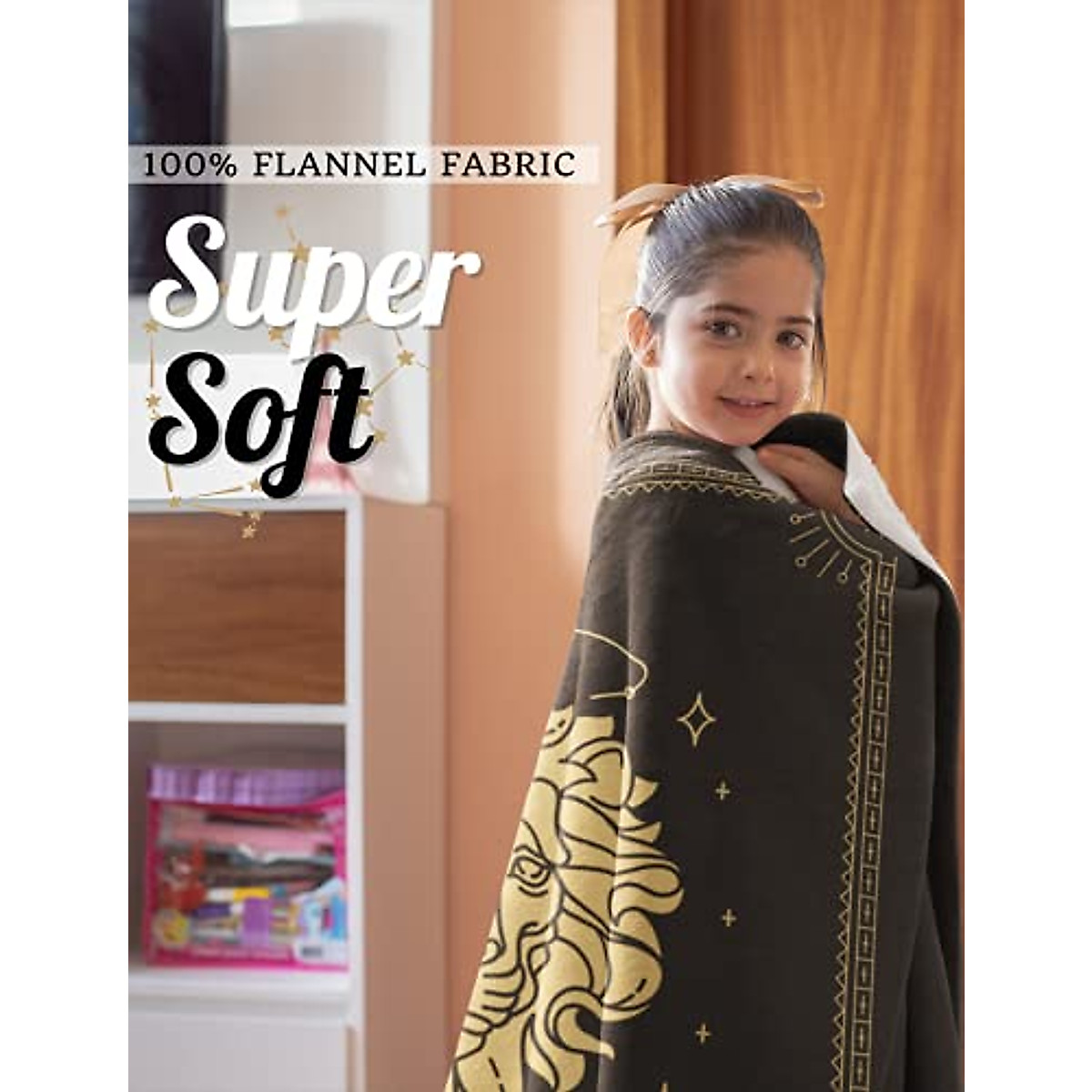 InnoBeta Leo Gifts Zodiac Astrology Sign Bed Flannel Blanket Throws, Birthday for Women Men, Constellation Gifts for Friends, Girlfriend, Wife (50"x 65")