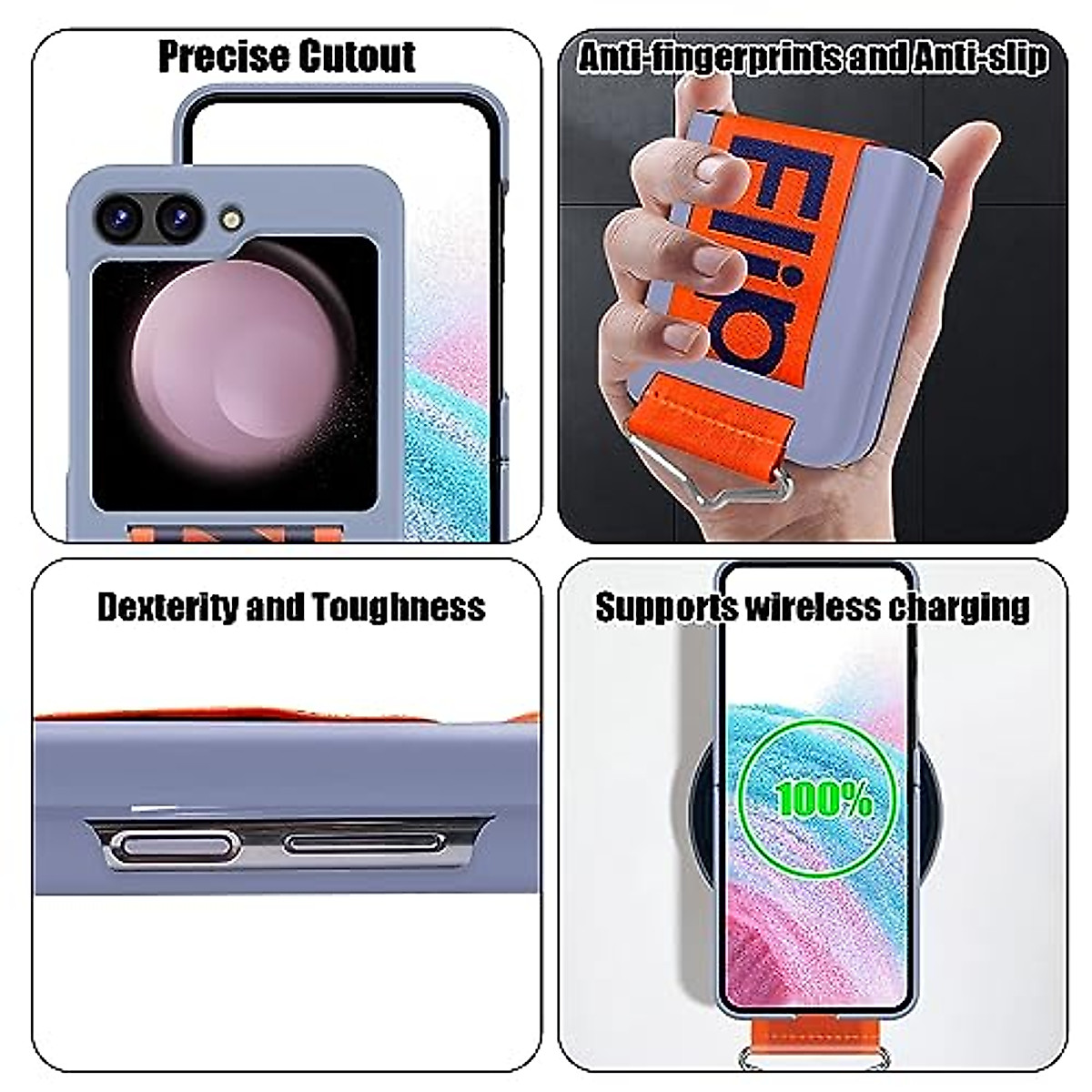 For Galaxy Z Flip 5 Case with Strap, Nylon Hinge Protection Hard PC Z Flip 5 Case with Adjustable Hand Strap Ring For Women Men, Shockproof Slim Protective Cover for Samsung Galaxy Z Flip 5 5g 2023