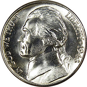 1943 S Jefferson Wartime Nickel BU Uncirculated Mint State 35% Silver 5c US Coin