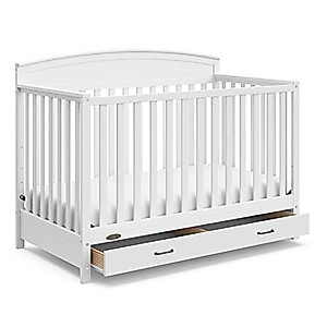 Graco Benton 5-in-1 Convertible Crib with Drawer (White) - Converts from Baby Crib to Toddler Bed, Daybed and Full-Size Bed, Fits Standard Full-Size Crib Mattress, Adjustable Mattress Support Base