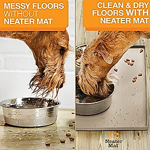 Neater Pet Brands Neater Mat - Waterproof Silicone Pet Bowls Mat - Protect Floors from Food & Water (19" x 12", Cappuccino)
