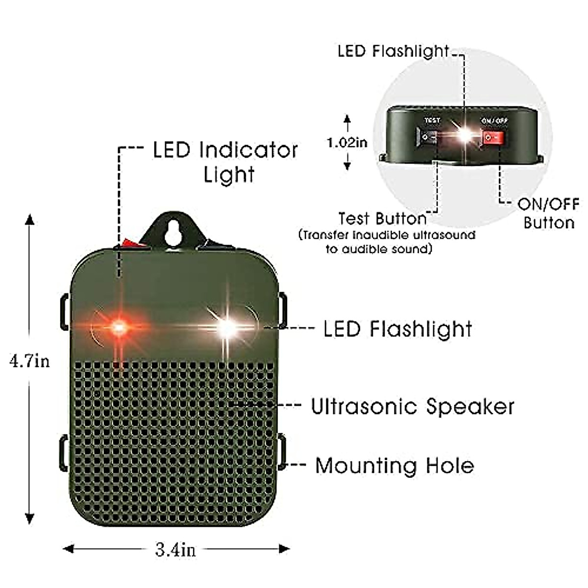 Glaobule Under Hood Animal Repeller Battery Operated Ultrasonic Rodent Repellent for Cars Indoor That Uses 2 C Batteries Bundle with Uses 3 AA Batteries