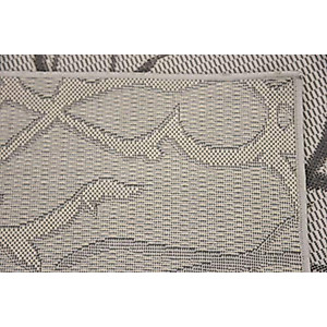 Unique Loom Outdoor Botanical Collection Area Rug - Branch (7' 1" x 10' Rectangle, Light Gray/ Gray)