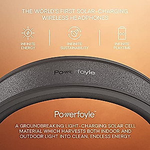 Urbanista Los Angeles Solar Powered Active Noise Cancelling Headphones with Infinite Playtime, Powerfoyle Self Charging Wireless Over Ear Bluetooth 5.0 Earphones, On Ear Detection, Midnight Black