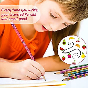 Marspark 40 Pieces Scented Pencils Holiday Pencils Welcome Back to School Pencils Cool HB Pencils for Kids Wood Smelly Pencils with Erasers Birthday Pencils for Students Classroom Reward