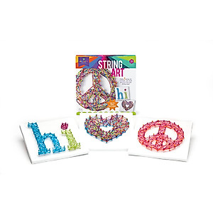 Craft-tastic – String Art – Craft Kit Makes 3 Large Canvases – Peace Sign Edition, Model Number: CTE40