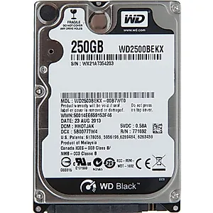 WD Black 250GB Performance Mobile Hard Disk Drive - 7200 RPM SATA 6 Gb/s 16MB Cache 9.5 MM 2.5 Inch - WD2500BEKX