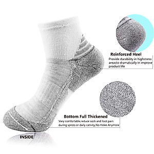 J.WMEET Women's Athletic Ankle Socks Quarter Cushioned Running Socks Hiking Performance Sport Cotton Socks 6 Pack (3 Light grey + 3 Dark grey)
