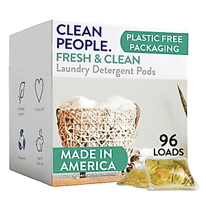 The Clean People Laundry Detergent Pods - Hypoallergenic Laundry Pods - Ultra Concentrated, Recyclable Packaging, Stain Fighting - Fresh Scent, 96 Pack