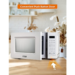 COMMERCIAL CHEF 0.7 Cu Ft Microwave with 10 Power Levels, 700W Microwave with Digital Display, Countertop Microwave with Child Safety Door Lock, Programmable with Push Button, White