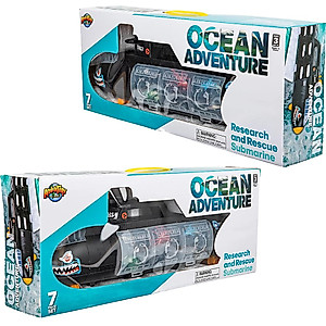Rhode Island Novelty Aquatic Discovery Expedition Research & Rescue Submarine Toy with 6 Ocean Sea Animalsunderwater Boat Set for Kids