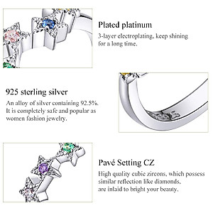 Presentski Star Ring 925 Sterling Silver-Color CZ Dainty Rings for Women